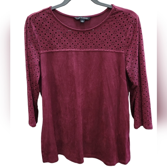 Zac & Rachel | Tops | Zac Rachel Faux Suede Burgundy Top With Cut Out ...